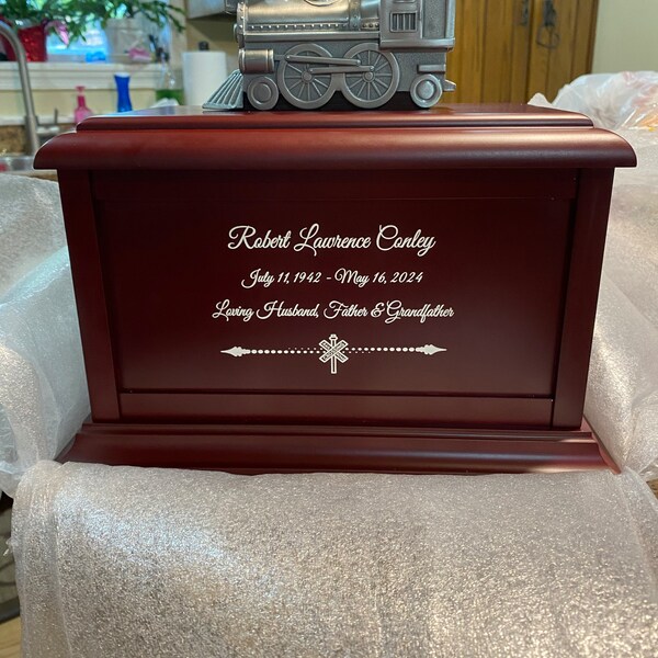 Train Redwood Adult Cremation Urn - Railroad Ashes Urn - Large Adult ...