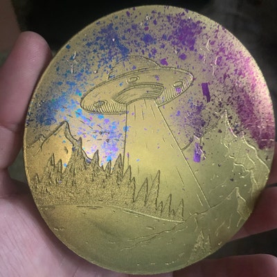 Alien Adaption Coaster Ufo Flying Saucer DIY 4.5 Inch 3/16 Inch Thick 4 ...