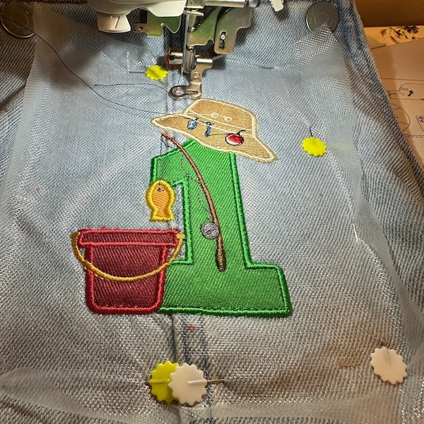 Fishing With Lure Applique Number 1 Machine Embroidery Design Instant ...