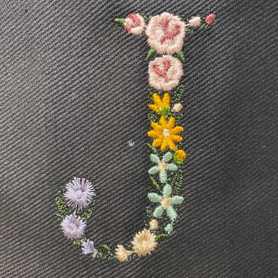 Machine Embroidery LETTER J Uppercase 3/7,5 Cm Dainty Floral Font ...