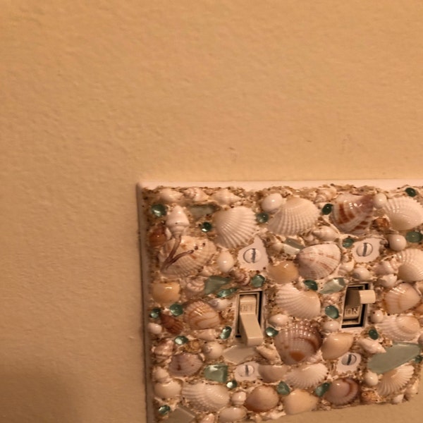 Seaglass and Seashell Light Switch Plate Cover Single Switchplate Aqua ...