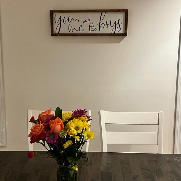 You Me and the Boys Sign - Wood Sign for Above Bed - Master Bedroom ...