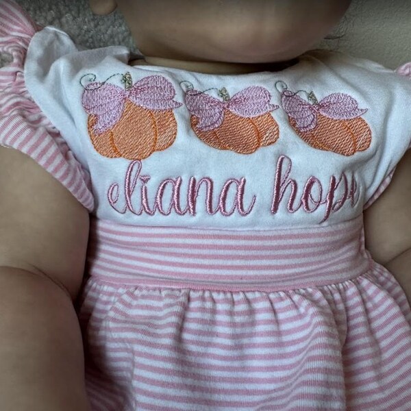 Cute Fall Pumpkin Outfit for Baby and Toddler Girl Monogram Romper ...