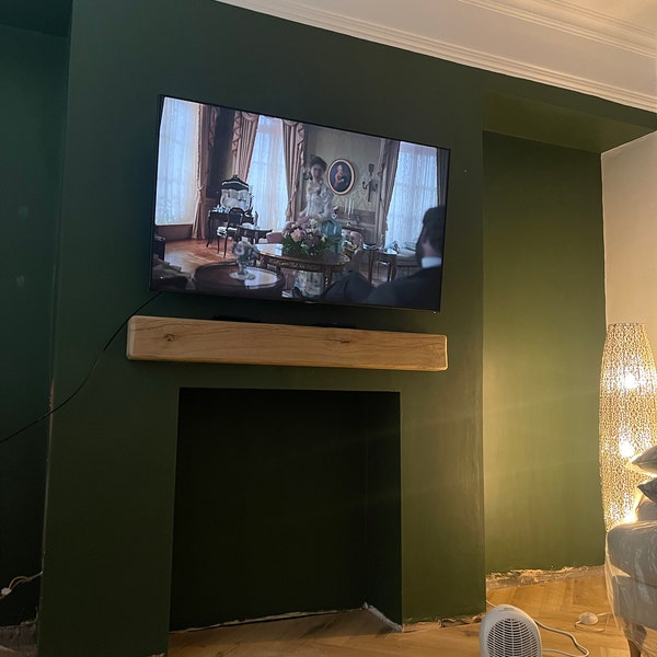 Rustic Oak Fireplace Mantel Beam: Aged Wood, Brackets Included (14cm X ...