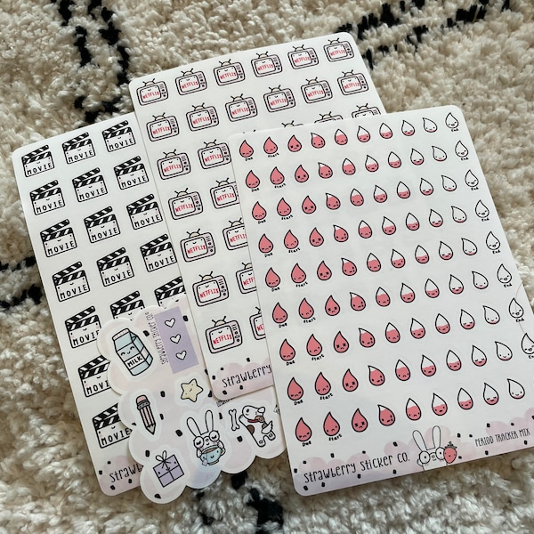 90 Period Tracker Blob Kawaii Planner Stickers SSC1009 - Etsy