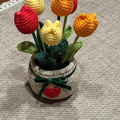 Tulip Flowerpot Crochet Pattern Flower Bouquet DIY Crochet Pattern ...