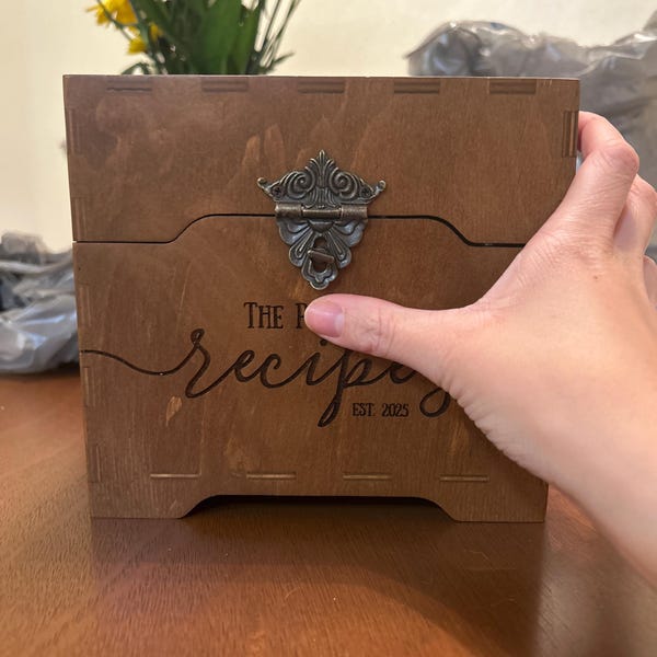 Custom Engraved Recipe Box With Dividers Personalized Recipe Card Box ...
