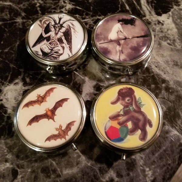 Edwardian Witch Pill Box Case Pillbox Holder Trinket Albert Penot ...