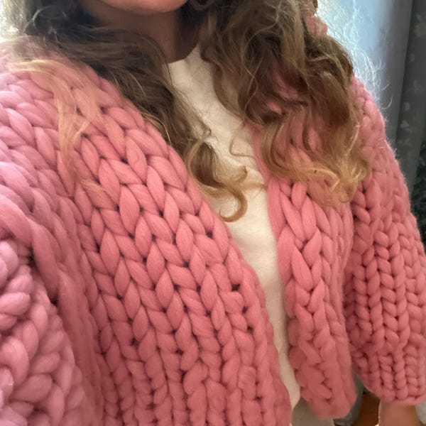 Chunky Knit Cardigan, Chunky Cardigan Patchwork, Unique&wool, Merino ...