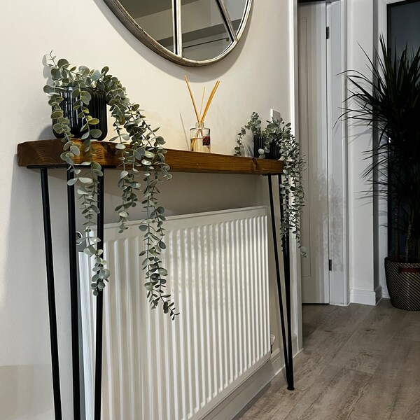 Rustic Console Table | Wooden Console Table | Narrow | Radiator Shelf ...