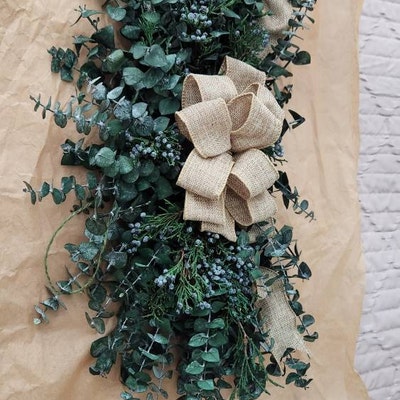 Preserved Eucalyptus Vertical Swag, Green Eucalyptus, Juniper Pine, and ...