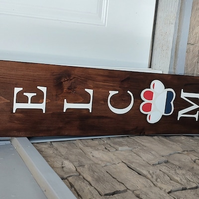 Monogram Sign Front Door Welcome Sign With Initial - Etsy