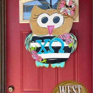 Owl Door Hanger Owl Wreath Spring Door Decor Owl Sign Personalized Door ...