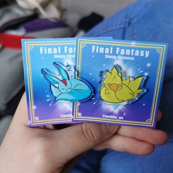 Final Fantasy 35mm Clear Acrylic Pin Badge With Rubber Clasp. Moogle ...