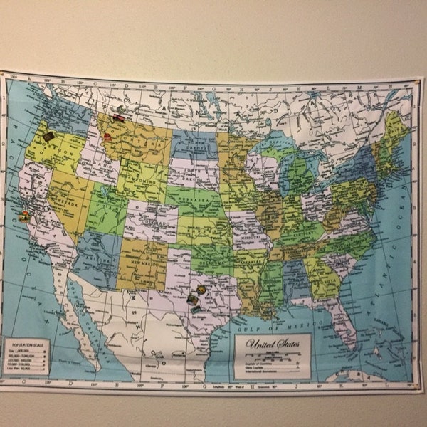 United States Map Tapestry Wall Hanging - US Map, Dorm Travel Decor ...