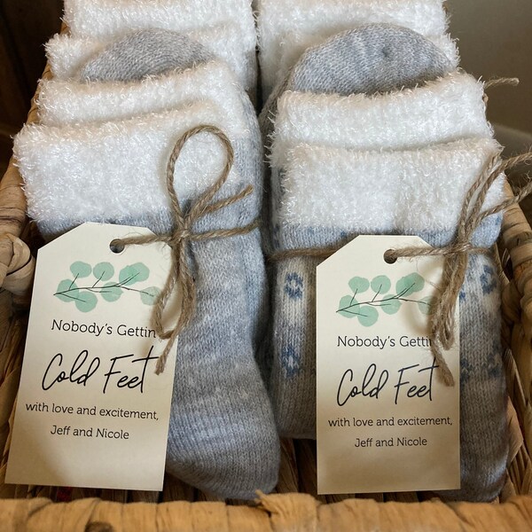 Cold Feet Wedding Favors, Bridal Shower Favor Tags, Engagement Favor ...