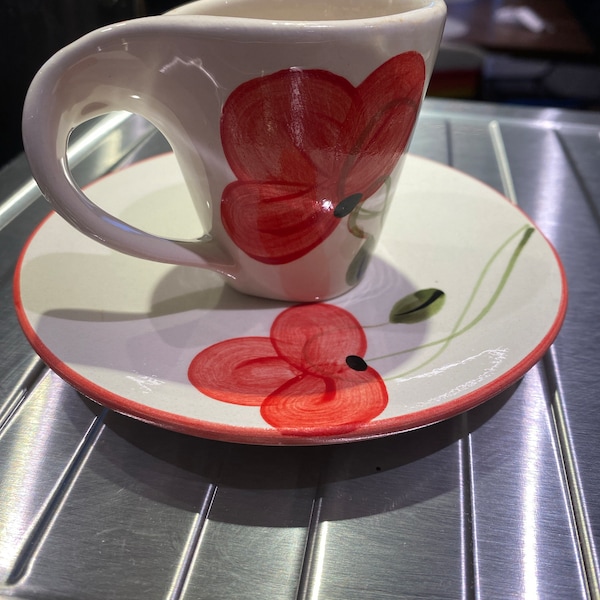 Ceramic Dancing Teapot / Teapot With Red Poopy Flower - Etsy