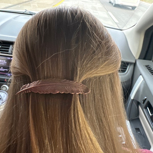 FEATHER FRENCH BARRETTE 70MM- Barrettes and Clips- Feather Hair ...