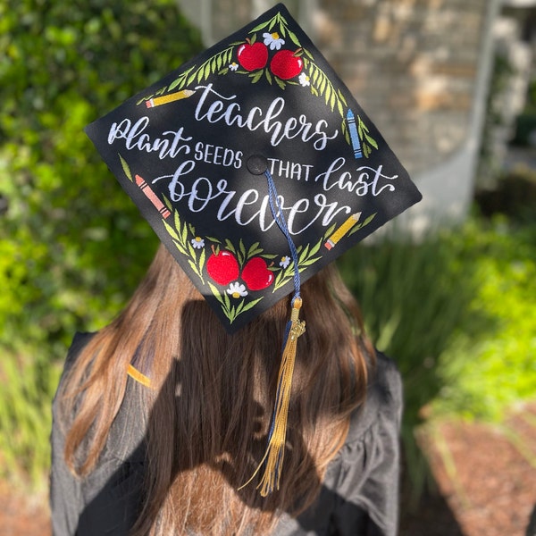 Embroidered Graduation Cap Topper | Lemon Graduation Cap Decoration ...