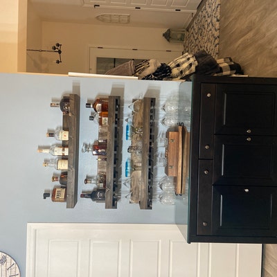 Wood Wine Rack the Ryan Wall Mounted Shelf & Hanging - Etsy