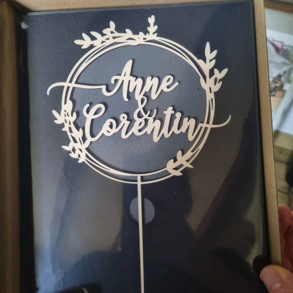 Natural Wood Cake Topper With Names, Custom Names Cake Topper, Cake ...