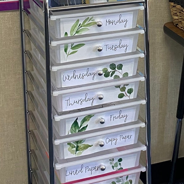 Teacher Trolley Labels, Editable Rolling Cart Drawer Organizers ...