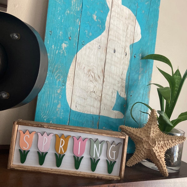 Spring Tulip Wood Sign, Tiered Tray Decor, Cute Tulip Sign, Spring ...