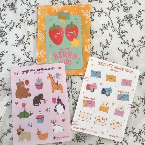 Happy Mail Sticker Sheet - Kawaii Stickers - Cute Stationery - Journal ...