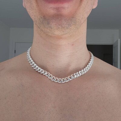 Exquisite Sterling Silver 1830 Pave Cut Figaro Link Chain Necklace ...