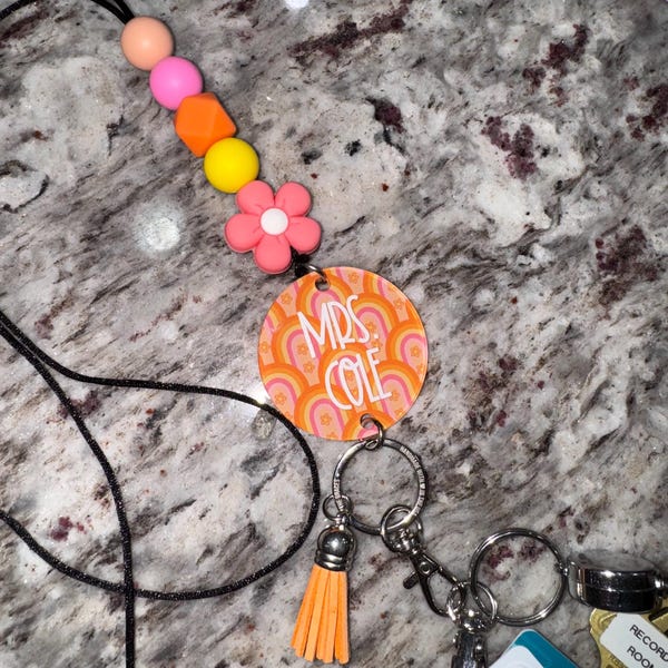 Groovy Sparkly Lanyard - Personalized Lanyard for Badge - 80's Lanyard ...