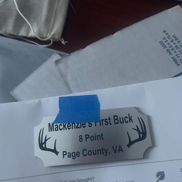 Custom Engraved 1.25x3-inch Brushed Gold Silver or Copper 1st Buck Doe ...