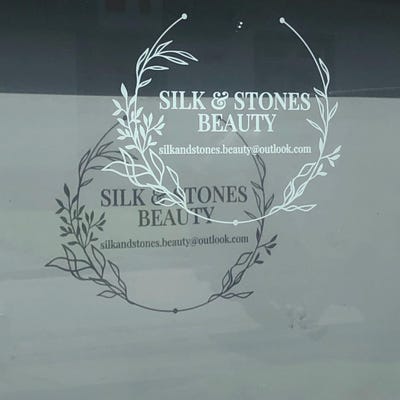 Large Custom Arched Vinyl Wedding Mirror Decal / Initials Name Label ...