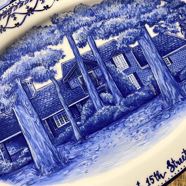 Custom House Portrait Platter, Hand Painted Porcelain Plate, House ...