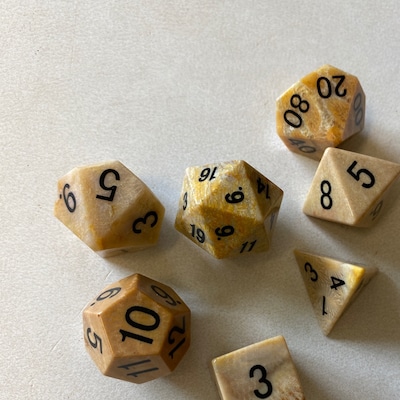 Coral Fossil Gemstone Polyhedral Dice Set: Hand Carved With Quality ...