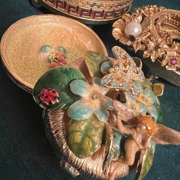 TERRY HABEGER Art Pottery Metallic Gold Crackle White Crackle Ceramic ...