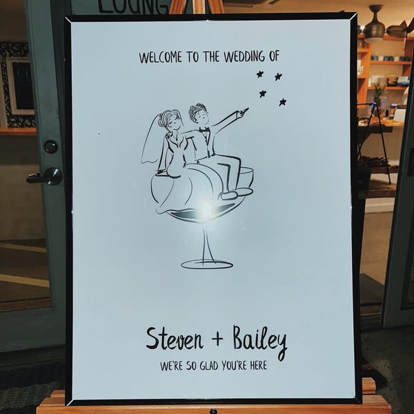Hand Drawn Wedding Welcome Sign Template Wedding Illustrations Bride ...