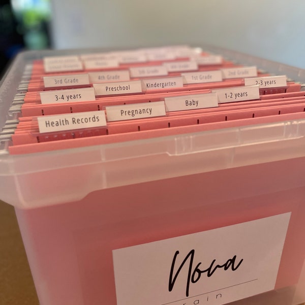 Printable Milestone Box Labels | Name Decal for School File Box - Kids ...