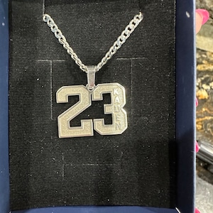 Personalized Engraved Number With Name Necklace, 23 Number Pendnat ...