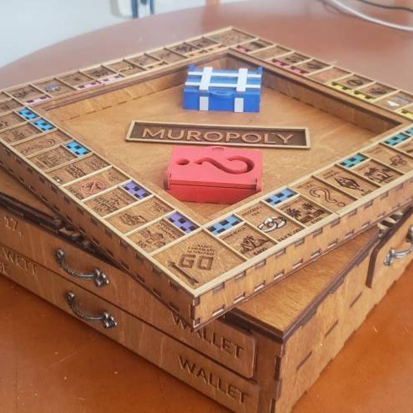 FULLY Personalised Customopoly Wooden Board Game With Turntable, Bank ...