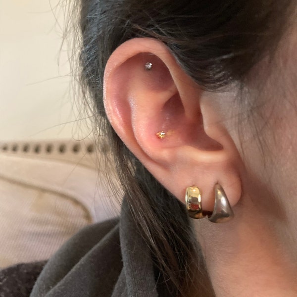 18g Dainty Starburst Piercing (single), Screw Ball End Piercing, 925 ...