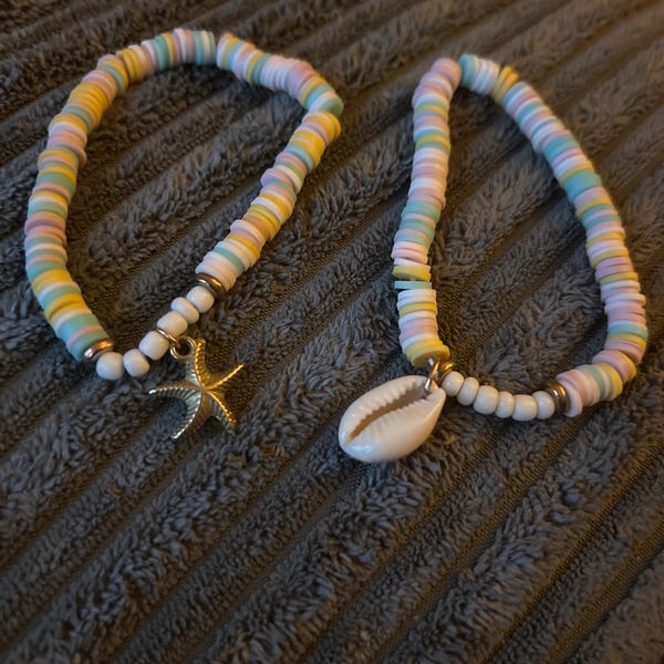 Blue and Orange Preppy Clay Bead Bracelet Set - Etsy
