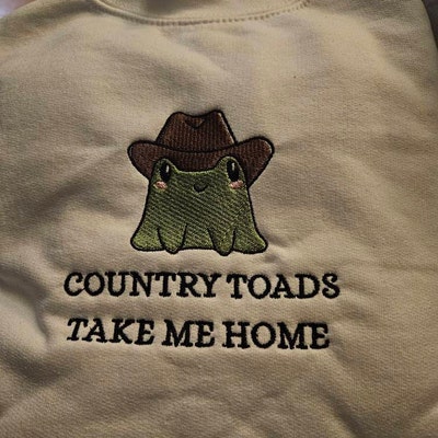 Cowboy Frog Embroidered Sweatshirt, Funny Western Sweater, Oversized ...