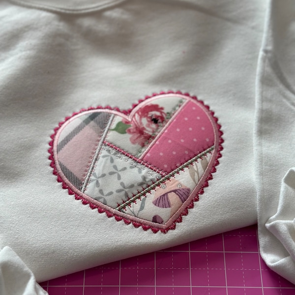Crazy Patch Heart Machine Applique Design, Valentines Day Embroidery ...