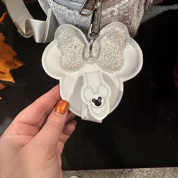 Sparkling White Mickey or Minnie Ears Holders, Shiny Black Mickey or ...