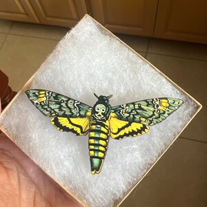 Halloween Brooch, Death Moth Pin, Wooden Pin, Halloween Pin, Death Head ...