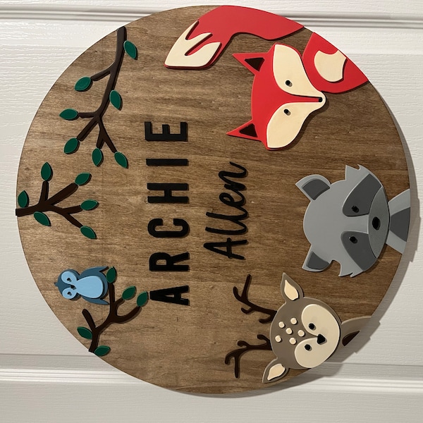Woodland Nursery Name Sign | Woodland Nursery Sign | Woodland Creatures ...