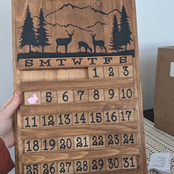 Deer Calendar,wooden Calendar, Perpetual Calendar, Wooden Sign ...