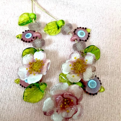 Lampwork Glass Red Flower Beads Supplies for Jewelry Making, DIY Kit ...