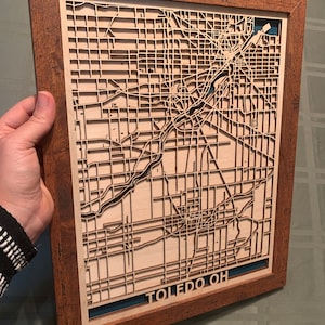 CUSTOM Laser Cut Map of Any City in the World 3D Laser Cut Wood Map ...