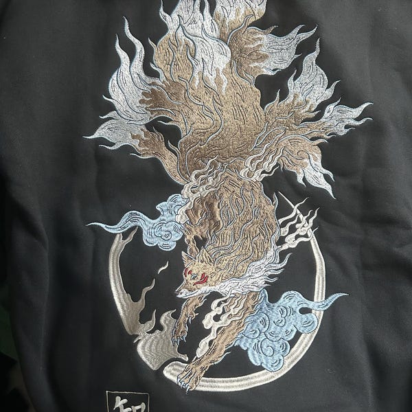 Heavy Embroidery Hoodie - 9 Tail Fox - Unisex Cotton - Etsy